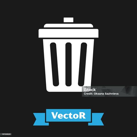 흰색 휴지통은 검은 색 배경에서 격리 된 아이콘을 할 수 있습니다 쓰레기통 기호입니다 바구니 아이콘을 재활용합니다 사무실 휴지통 아이콘입니다 벡터 일러스트레이션 0명에 대한