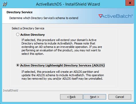Activebatch Directory Services Installation