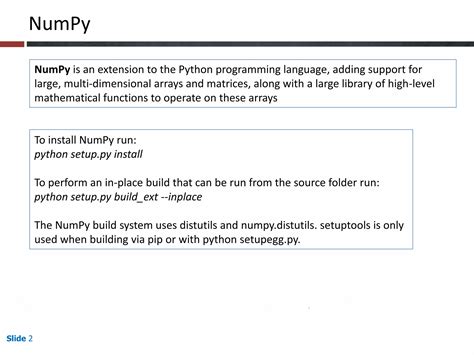 Introduction To Numpy Session 1 Pptx Programming Languages Computing