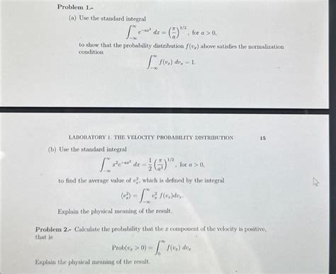 Solved A Use The Standard Integral ∫−∞∞e−ax2dxaπ12