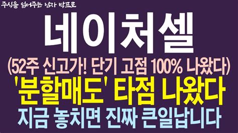 네이처셀 주가전망 52주 신고가 단기 고점 100 나왔다 분할매도 타점 나왔다 지금 놓치면 진짜 큰일납니다 네이처셀 네이처셀주가전망 Youtube