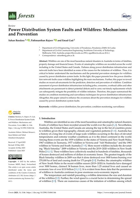 PDF Power Distribution System Faults And Wildfires Mechanisms And Prevention