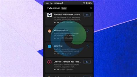 Microsoft Edge On Android Tests New Extensions Including VPN Nord Touch Etc