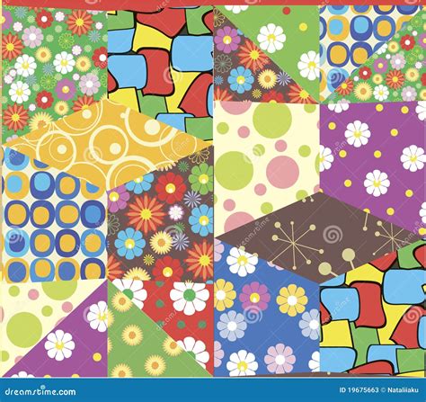 Patchwork Pattern In Vector Stock Vector Illustration Of Quilted Handcrafted 19675663