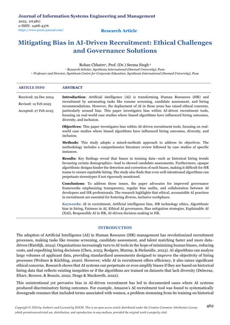 Pdf Mitigating Bias In Ai Driven Recruitment Ethical Challenges And