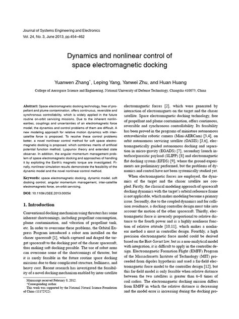Dynamics And Nonlinear Control Of Space Electromagnetic Docking