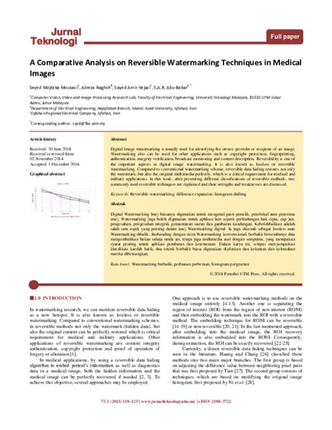 Pdf A Comparative Analysis On Reversible Watermarking Techniques In Medical Images امیر مهدی