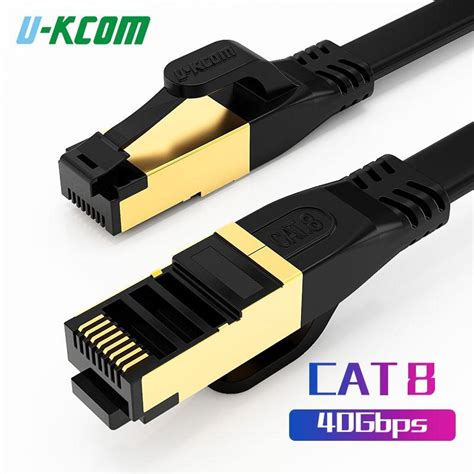5m U Kcom Cat8 Ethernet Cable 40gbps Flat Gold Plated Network Lan Cable