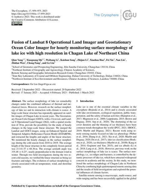 Pdf Fusion Of Landsat 8 Operational Land Imager And Geostationary Ocean Color Imager For