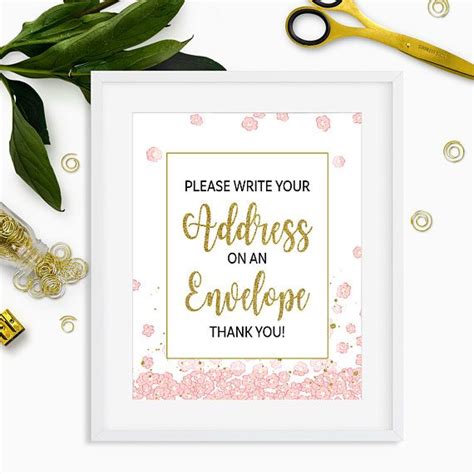 Pink And Gold Please Write Your Address On An Envelope DIY Bridal Shower Gold Bridal Showers