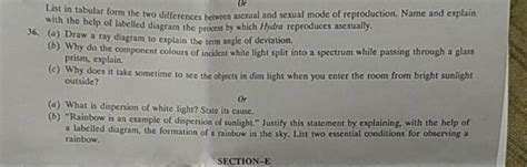 List In Tabular Form The Two Differences Between Aserual And Sexual Mode