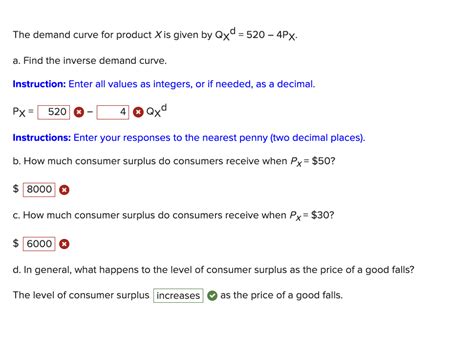 Solved The Demand Curve For Product X Is Given By Chegg Com
