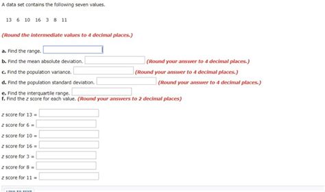Solved A Data Set Contains The Following Seven Values 13 6