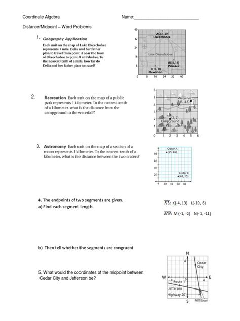 8 Distance Midpoint Word Problems Pdf