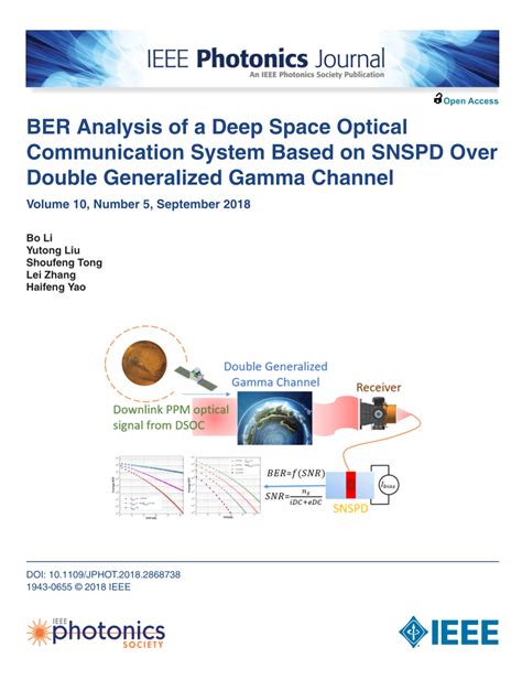pdf ber analysis of a deep space optical communication system based on snspd over double