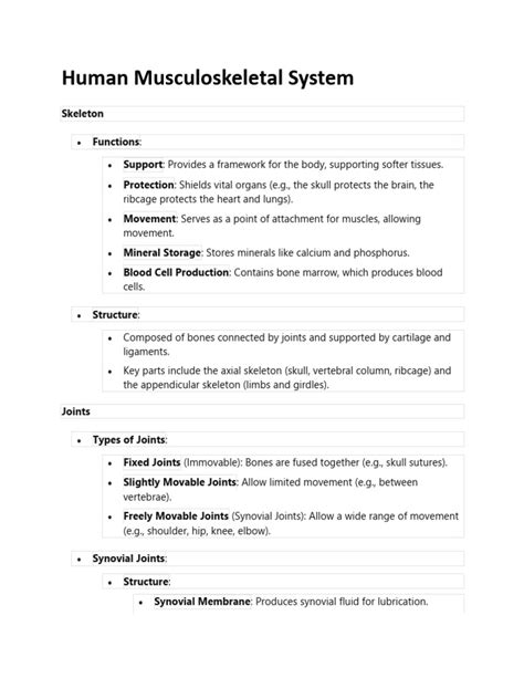 Igcse Movement Pdf Skeleton Muscle