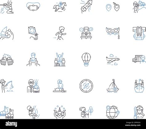 Road Trip Line Icons Collection Adventure Scenic Freedom Wanderlust Detour Exploration