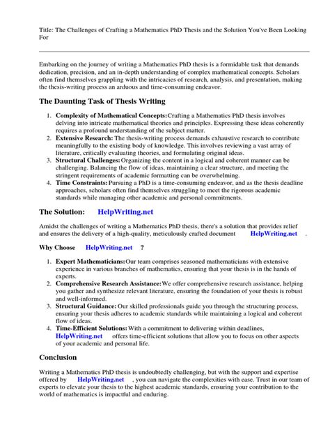 Maths Phd Thesis Pdf Pdf Mathematics Thesis