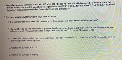 solved 2 given five memory partitions of 100 kb 550 450