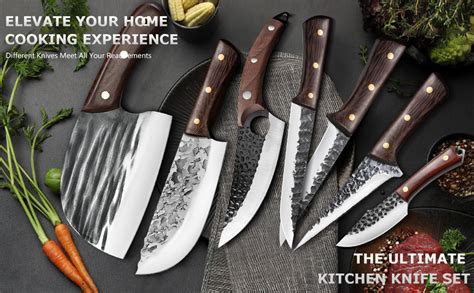 Zeng 8 Pieces Butcher Knife Set With Roll Bag Husk Butcher Knife For Meat Cutting