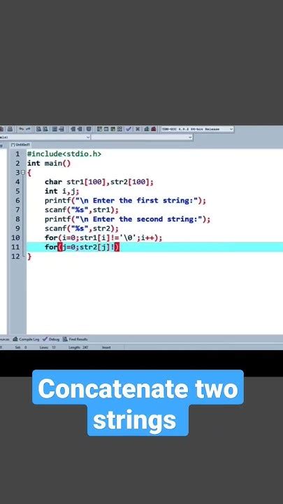 C program to concatenate two strings without using library function#coding - YouTube