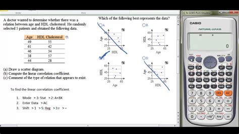 finding correlation coefficient with a casio fx 115es plus youtube