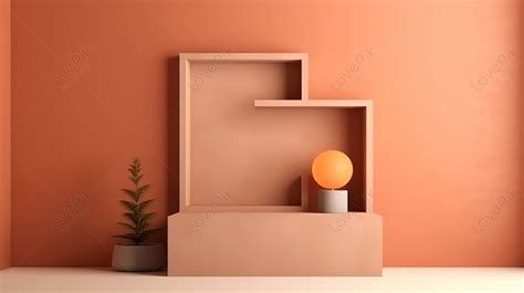 멋진 제품 디스플레이를 위한 아름다운 벽 배경과 램프를 갖춘 3d 큐브 인테리어 제품 디스플레이 배경 테리 배경 내부 배경 이미지 Hd 제품 디스플레이 테리 내부