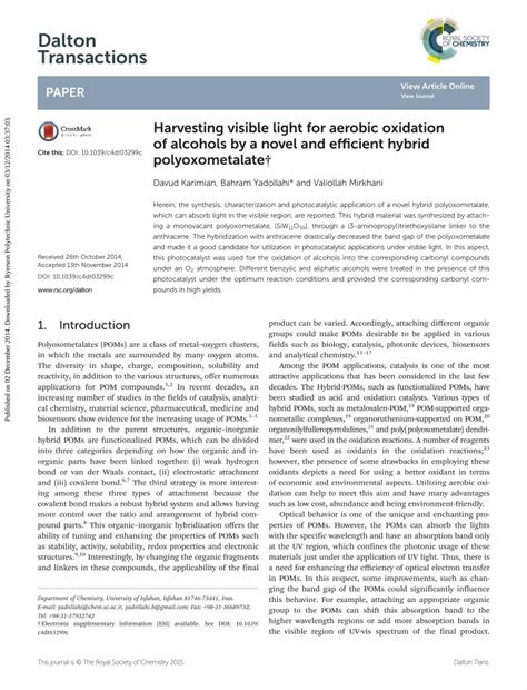 harvesting visible light for aerobic oxidation of alcohols by a novel