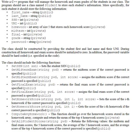Solved Write A C Program That Will Manage The Homework And Chegg