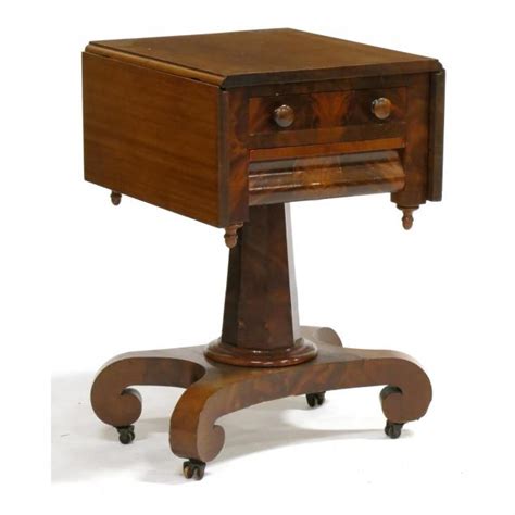 Late American Classical Two Drawer Dropleaf Work Table Lot 78 16th Annual Memorial Day