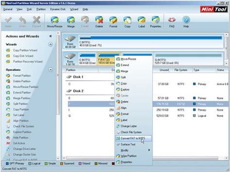 partition magic for windows server 2003 can help convert fat32 to ntfs