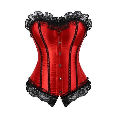 Corset Woman Satin Overbust Corset Lace Up Corset For Women Burlesque