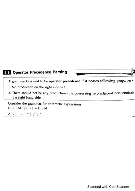 Operator Precedence Parser Ic And Applications Studocu