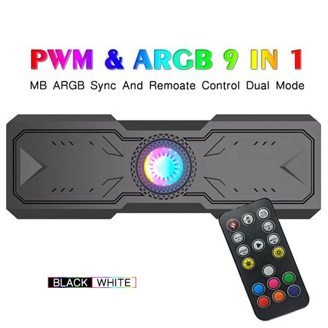 Jumpeak Computer Fan 4pin Pwm 5v 3pin Argb 9 In 1 Hub Rgb Light