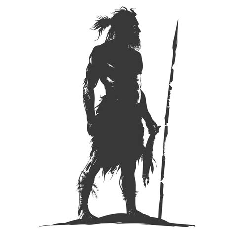 premium vector silhouette ancient caveman black color only full body