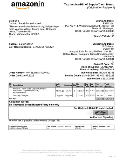 Amazon Seller Services Mumbai 7350 Invoice 1 6749 Pdf