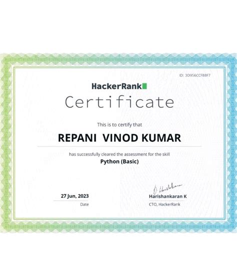 vinod kumar repani on linkedin python hackerrank learning