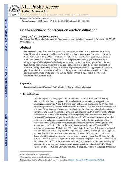 Pdf On The Alignment For Precession Electron Diffraction