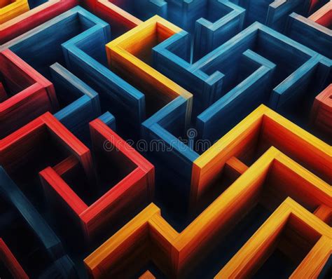Colorful 3d Maze Structure With Intricate Pathways And Vibrant Hues Of Red Blue Yellow And