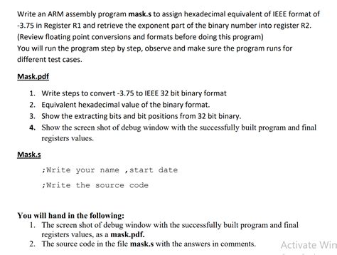 Solved Write An Arm Assembly Program Masks To Assign