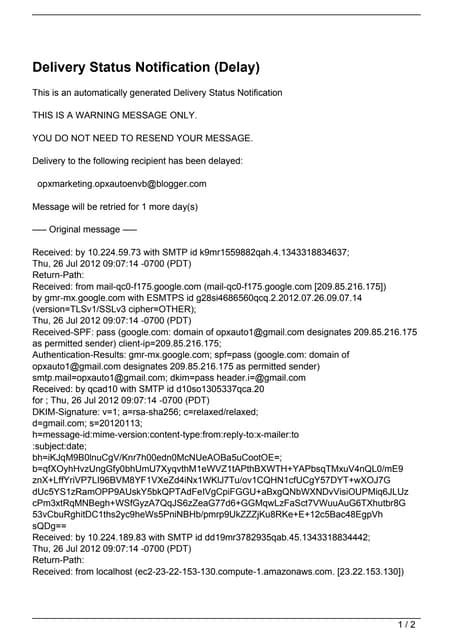 Delivery Status Notification Delay Pdf