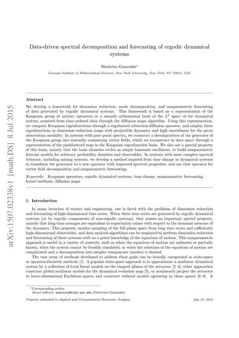 Solution Data Driven Spectral Decomposition And Forecasting Of Ergodic Dynamical Systems