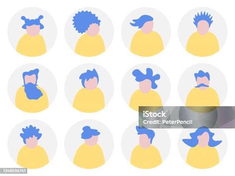 아바타 추상 현대 사람들 라운드 아이콘 세트 소셜 네트워크에 대한 프로필 다양한 얼굴 벡터 일러스트 가린 얼굴에 대한 스톡 벡터 아트 및 기타 이미지 Istock