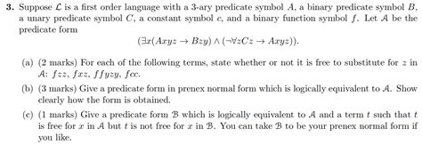 3 suppose l is a first order language with a 3 ary