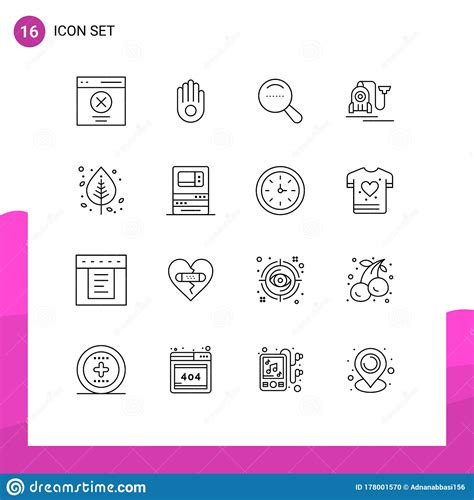 16 Universal Outlines Set For Web And Mobile Applications Leaf Autumn
