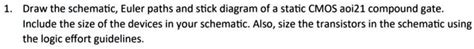 solved text draw the schematic euler paths and stick diagram of a