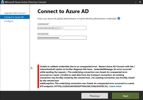 upgrade azure active directory connect fails with unexpected error evotec