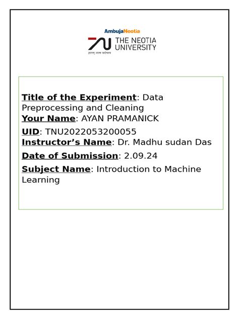 1 Data Preprocessing And Cleaning 55 Pdf Principal Component