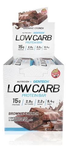 Barras Proteicas Low Carb Gentech Caja X10 Brownie Crunch Brownie