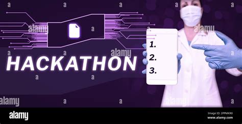 Sign Displaying Hackathon Business Idea Event Where Large Number Of People Engage In